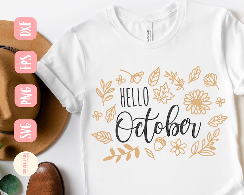 Hello October SVG Design Fall SVG File for Cricut Hello | Etsy