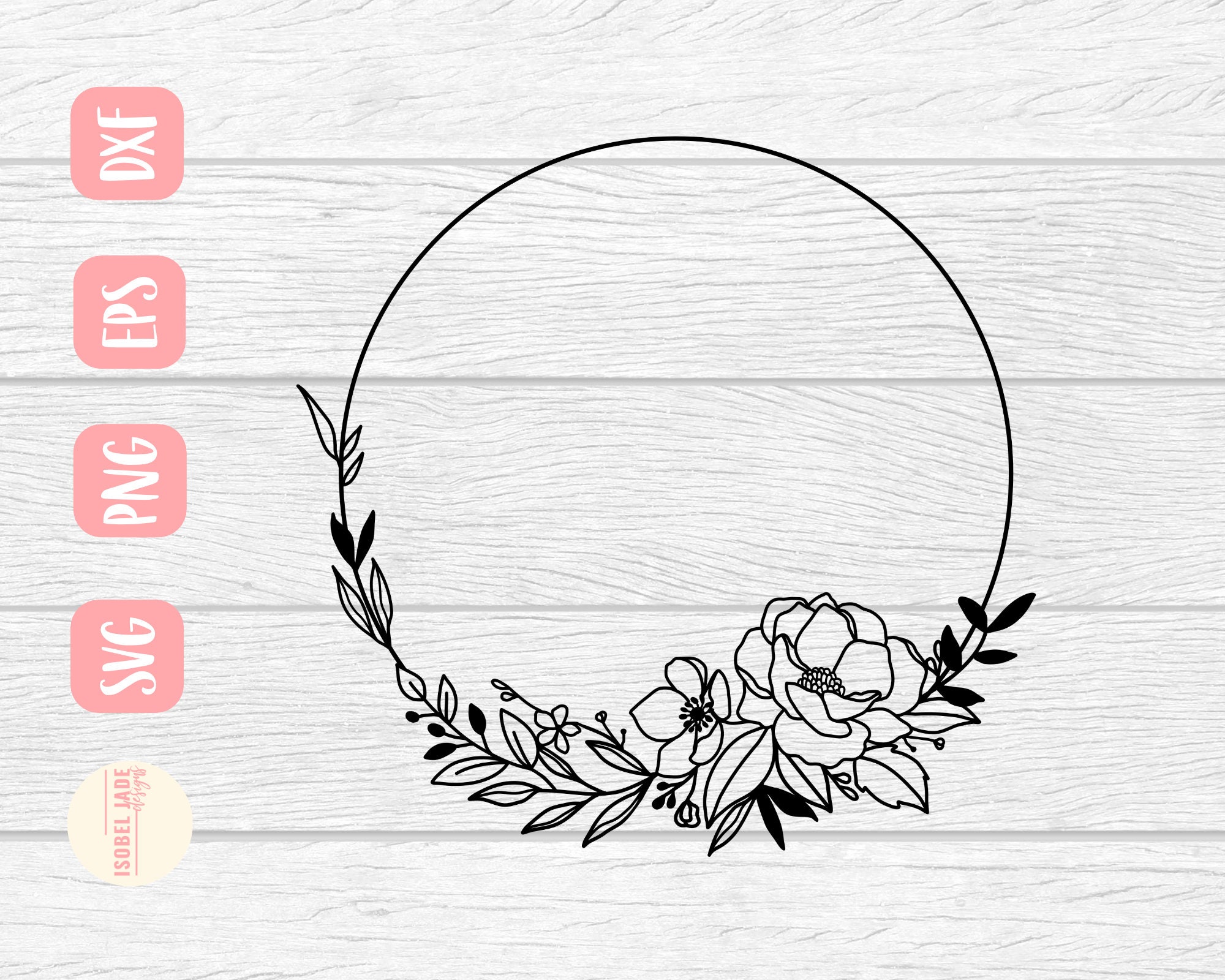 Circle Flower Spray Svg Flowers Svg Floral Svg Monogram Etsy Canada