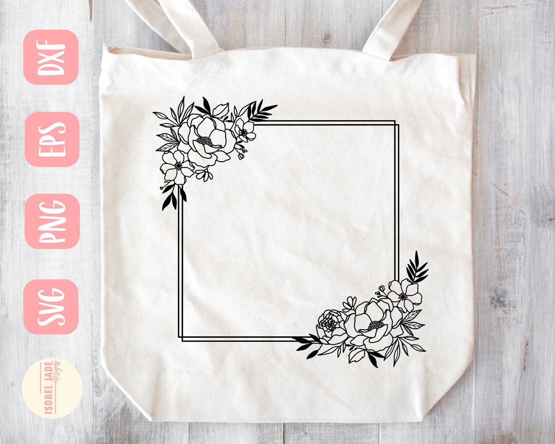 Square Flower Spray Svg Flowers Svg Floral Svg Border Svg - Etsy
