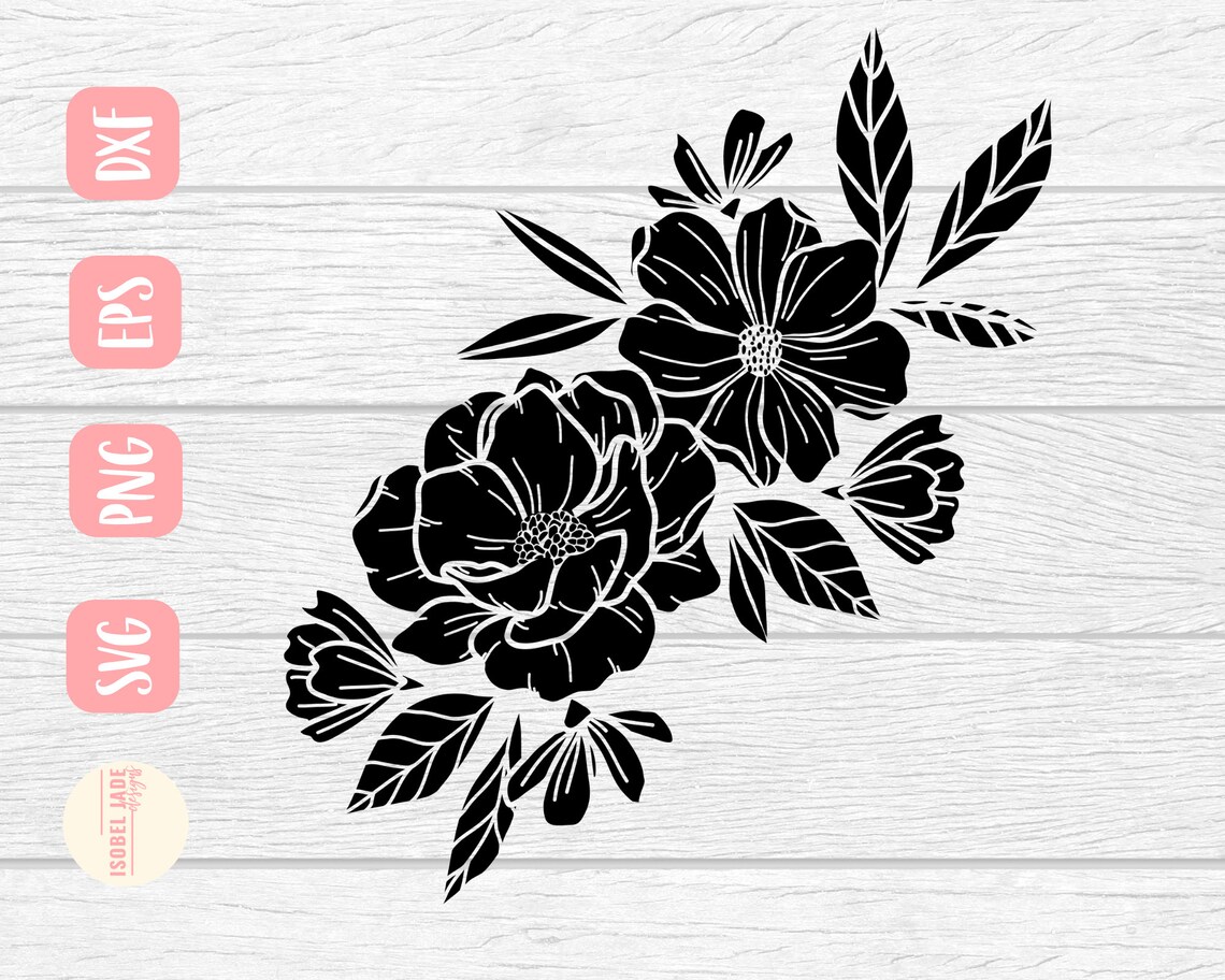 Faux Lino Flowers Svg Flower Spray Svg Floral Svg Linoprint - Etsy