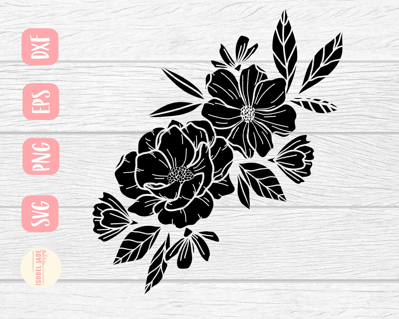 Faux Lino Flowers Svg Flower Spray Svg Floral Svg Linoprint - Etsy