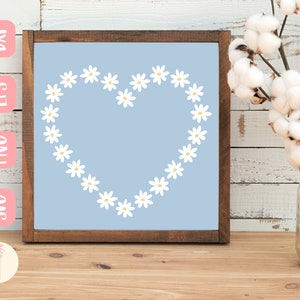 Daisy Heart Svg, Flower Wreath Svg, Floral Svg, Heart Svg, Daisy Svg ...