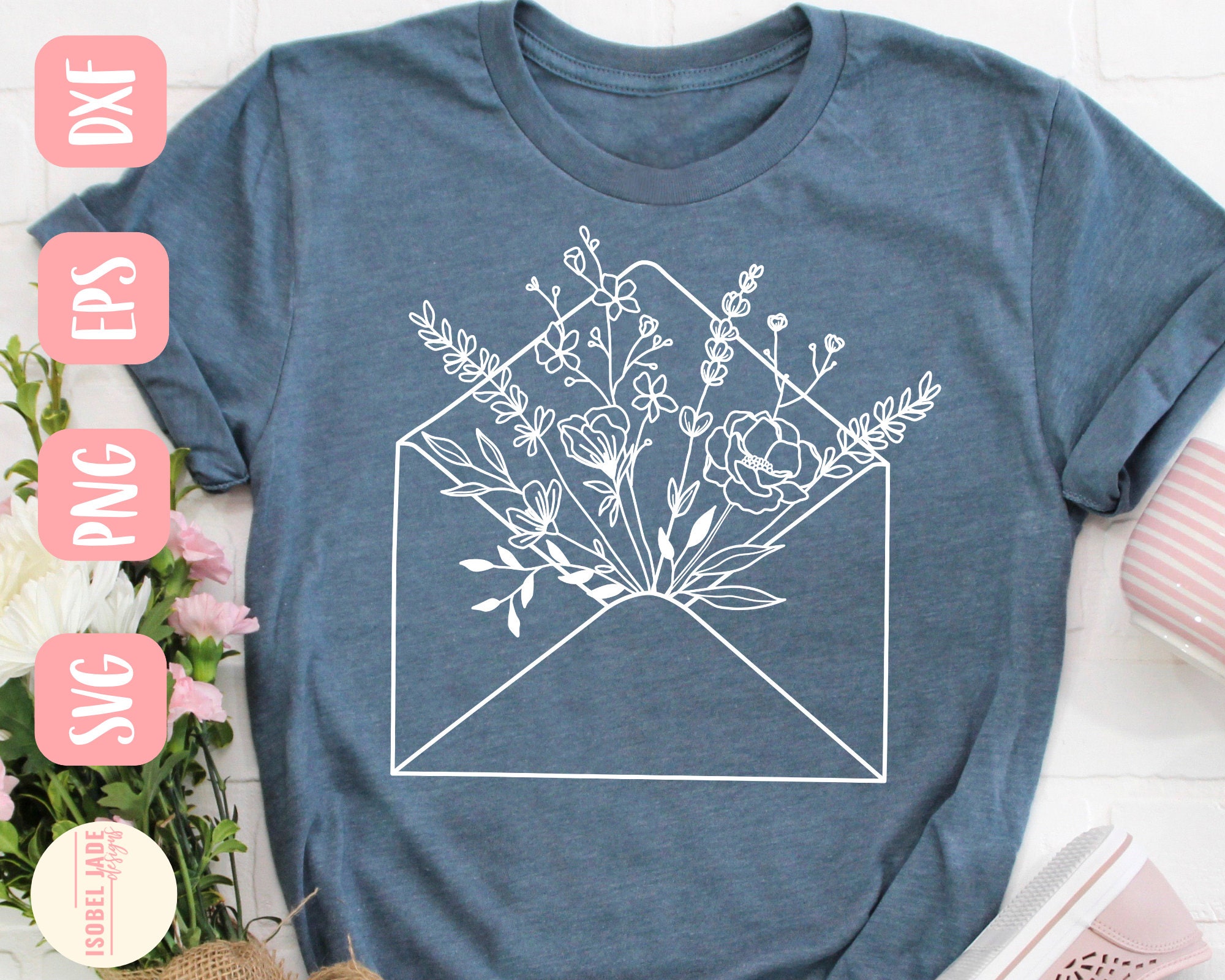 Floral Envelope Svg Wild Flowers Svg Flower Svg Floral Svg | Etsy