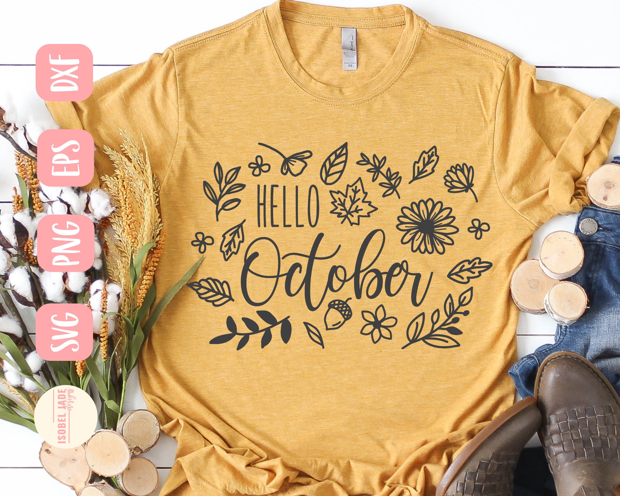 Hello October SVG design Fall SVG file for Cricut Hello | Etsy