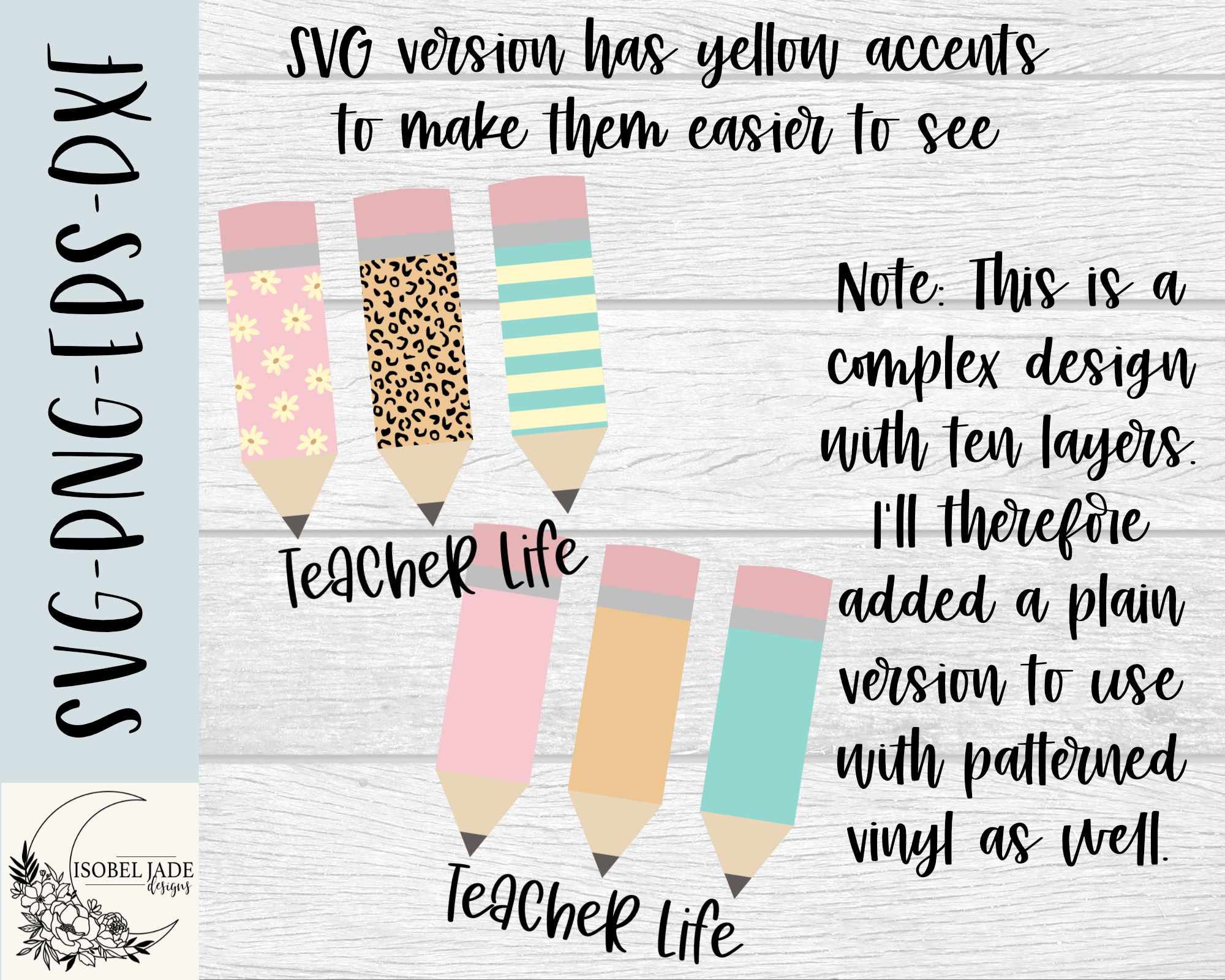 Teacher Pencil SVG Design Teacher Life SVG File for Cricut - Etsy