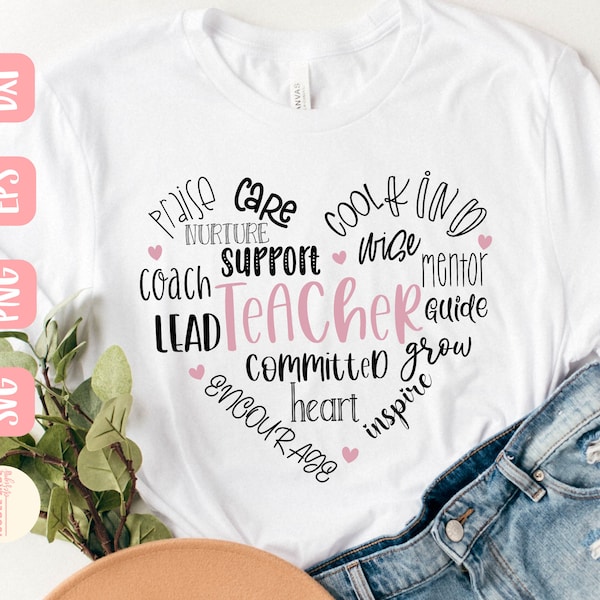 Teacher Heart - Etsy