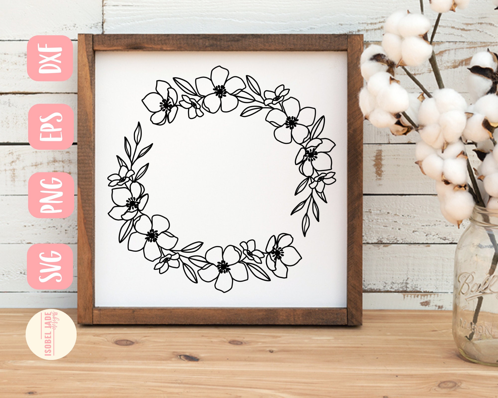 Wreath SVG Design Wildflower Wreath File for Cricut - Etsy