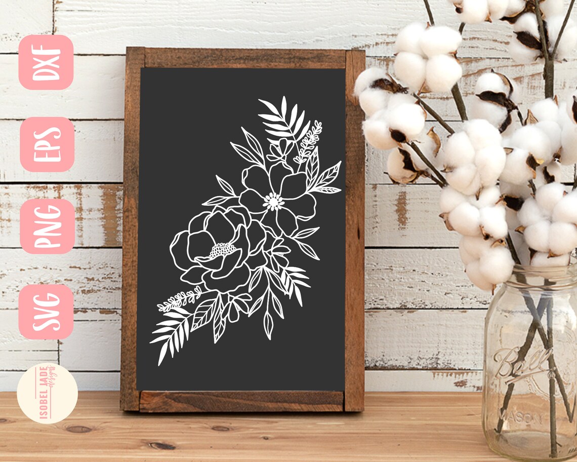 Flower Svg Flower Spray Svg Floral Svg Sign Svg Line - Etsy Australia