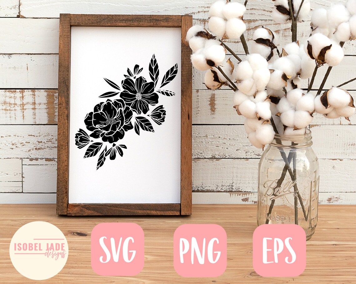 Faux Lino Flowers Svg Flower Spray Svg Floral Svg Linoprint - Etsy