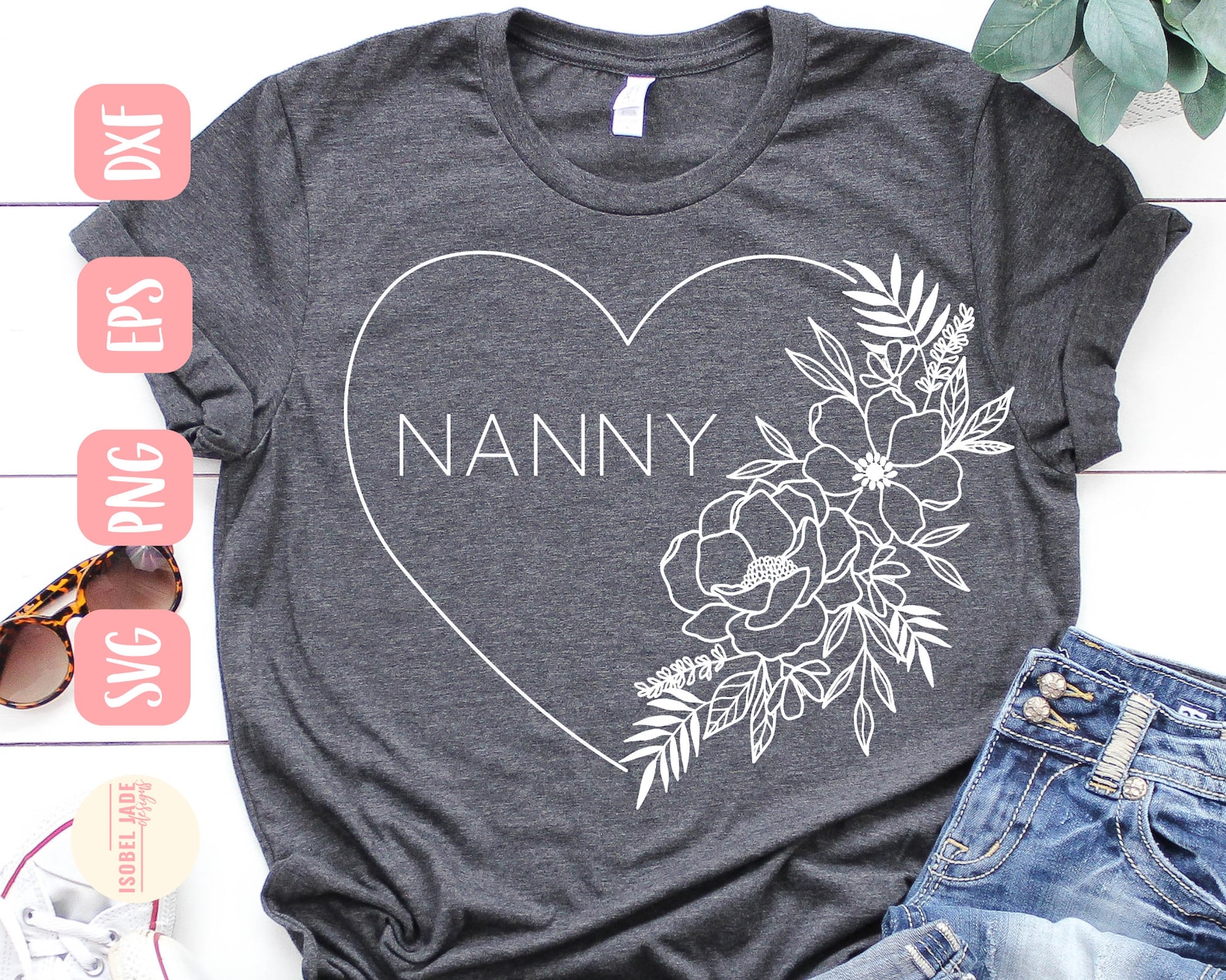 Nanny Heart Svg, Nanny Svg, Flowers Svg, Best Nanny Svg, Most Loved ...
