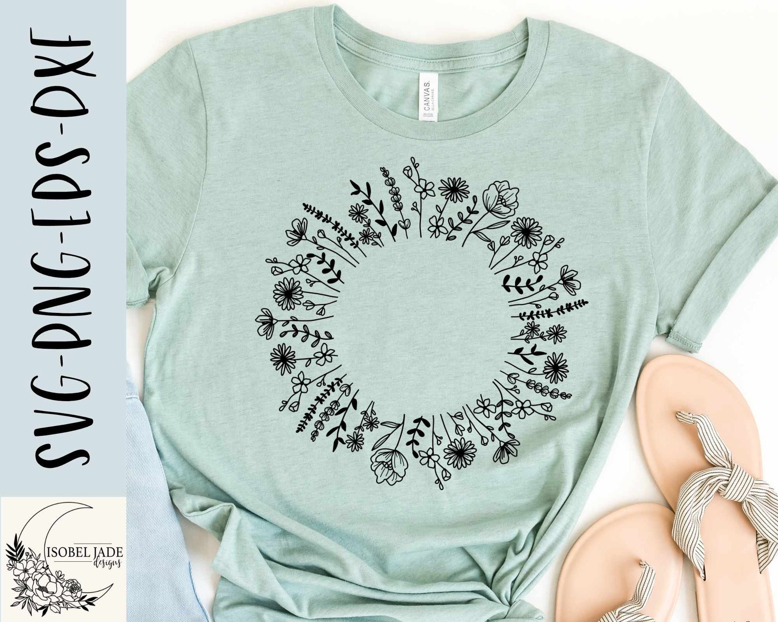 Wildflower SVG Design Wildflower Wreath SVG File for Cricut - Etsy