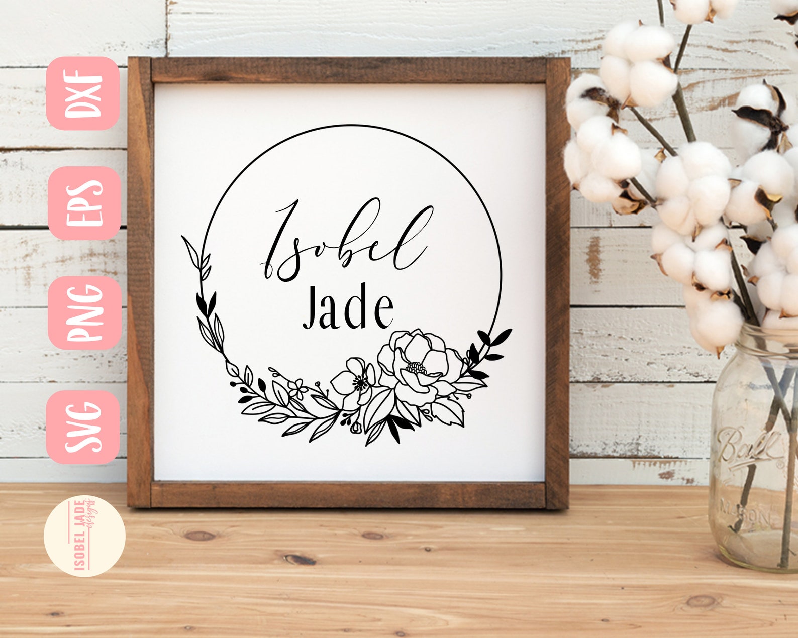 Circle Flower Spray Svg Flowers Svg Floral Svg Monogram - Etsy