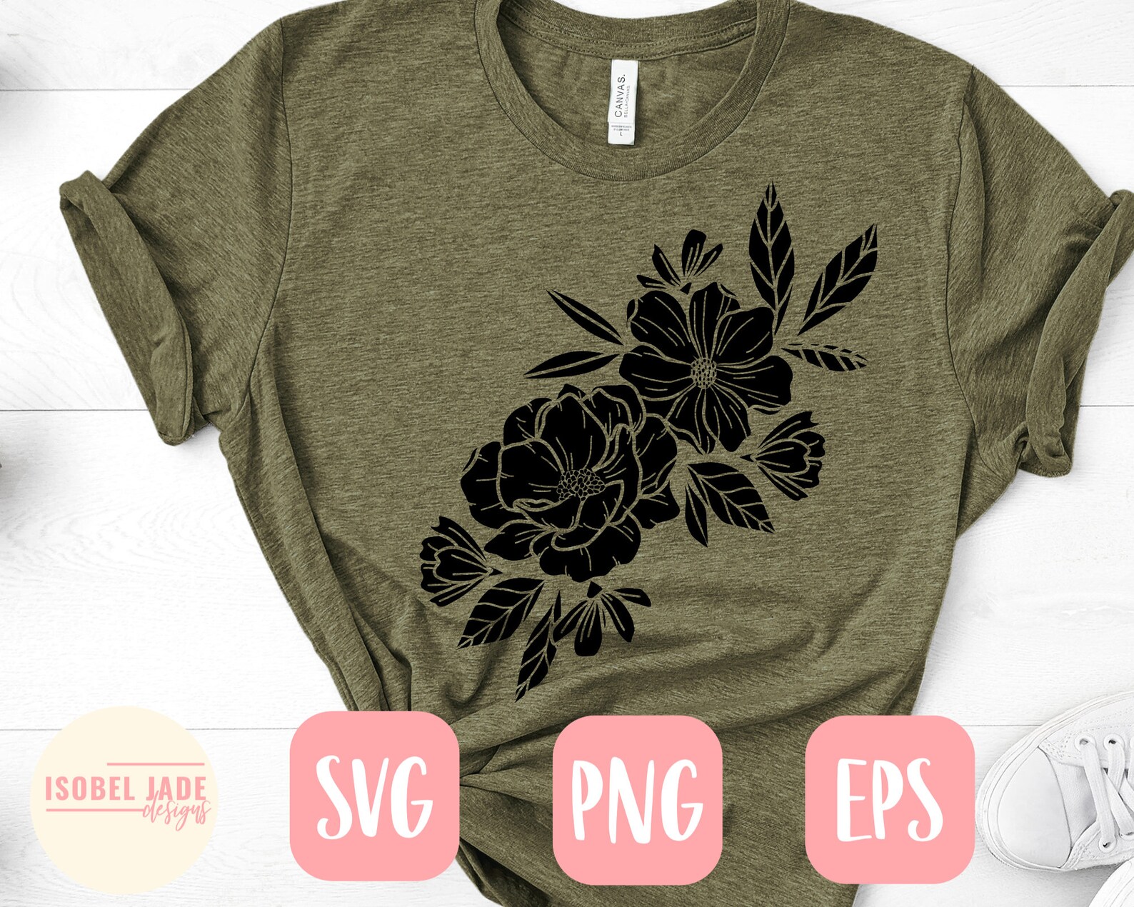 Faux Lino Flowers Svg Flower Spray Svg Floral Svg Linoprint - Etsy