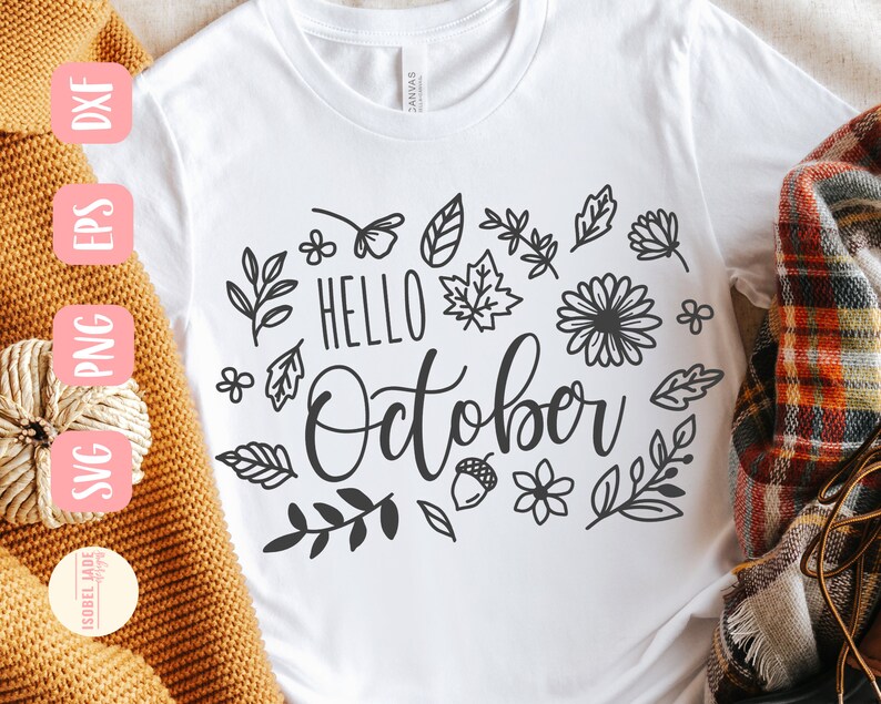 Hello October SVG Design Fall SVG File for Cricut Hello | Etsy