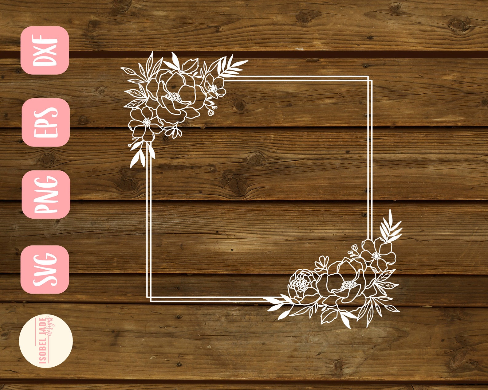 Square Flower Spray Svg Flowers Svg Floral Svg Border Svg - Etsy