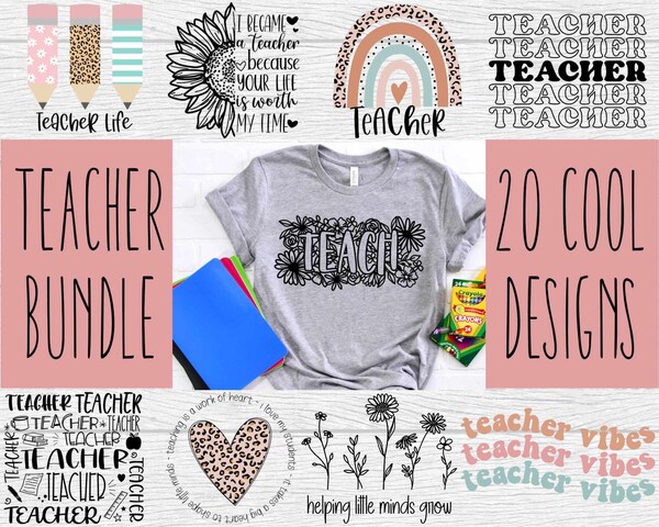 Retro Teacher PNG Bundle, Teacher Png, School Png, Teacher Appreciation ...