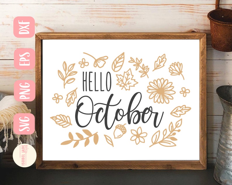 Hello October SVG Design Fall SVG File for Cricut Hello | Etsy