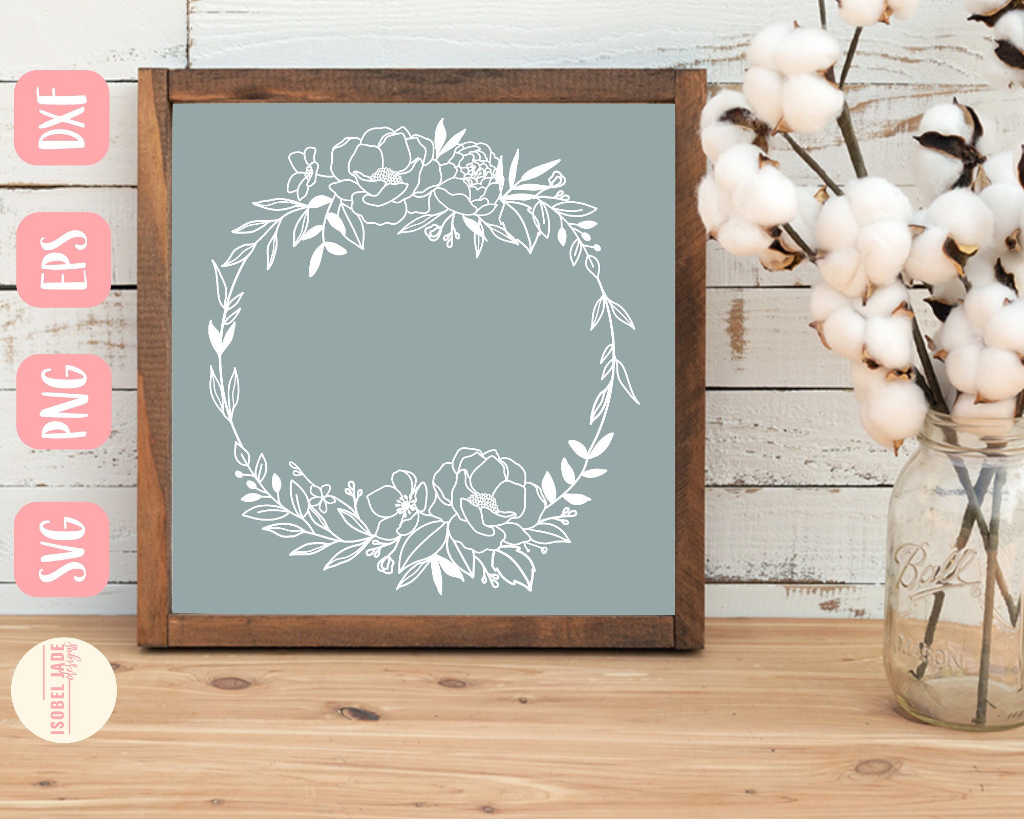 Modern Floral Wreath Svg Flower Wreath Svg Floral Svg Sign - Etsy