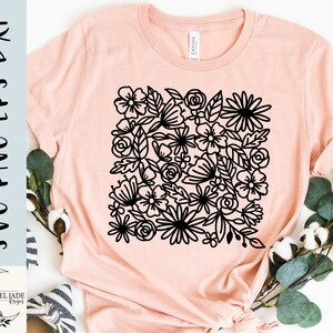 Floral Square SVG: Flower Background Cut File (digital Download) - Etsy
