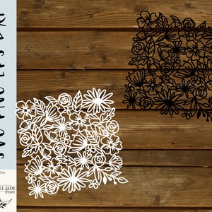 Floral Square SVG: Flower Background Cut File (digital Download) - Etsy