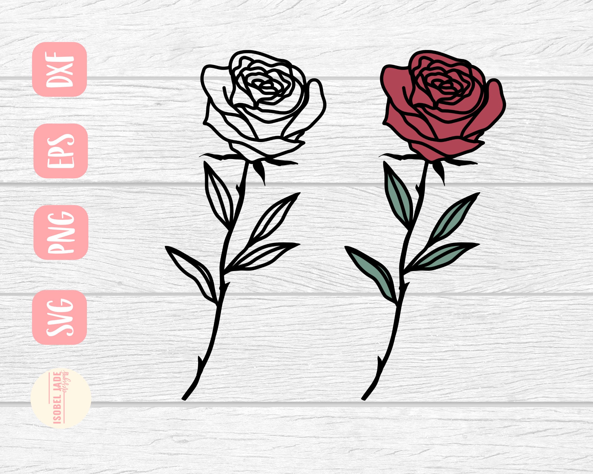 Rose SVG Design - Flower SVG File for Cricut - Wild Rose SVG- Valentine ...