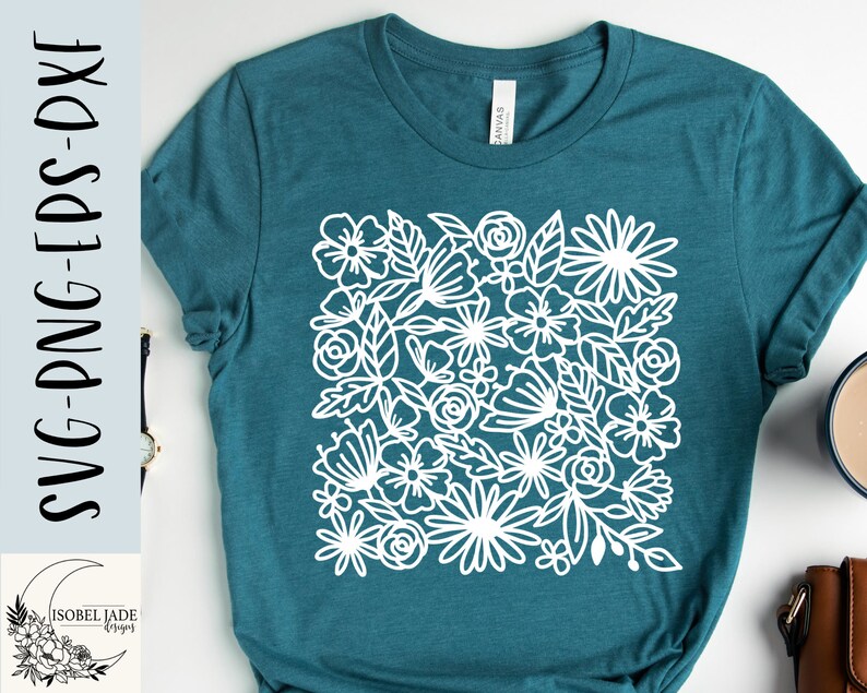 Flower Background SVG Design Square SVG for Cricut Floral - Etsy