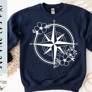 Floral Compass Svg, Flowers Svg, Compass Svg, Travel Svg, Flower Svg ...
