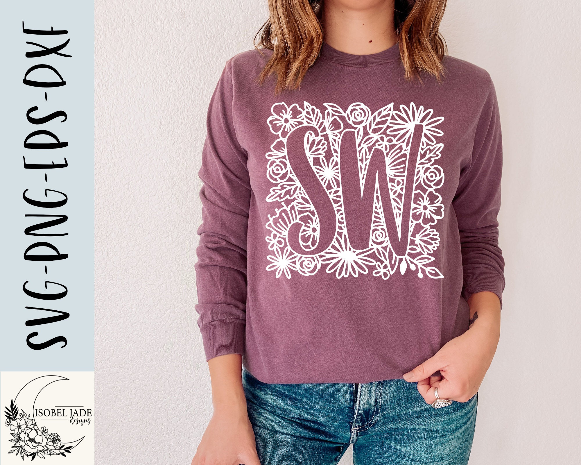 Social Worker Svg SW Flower Svg Flower Svg Shirt Social - Etsy