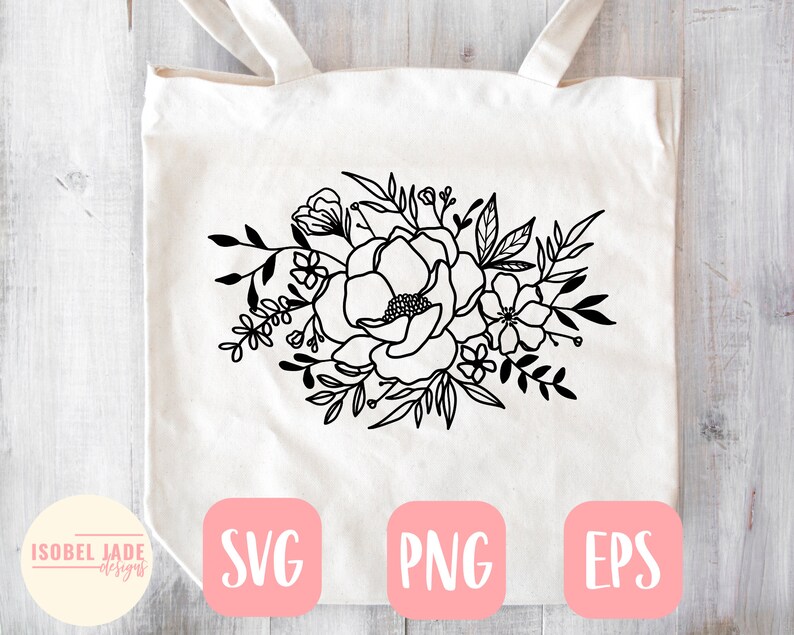 Flower Svg, Flower Spray Svg, Floral Svg, Shirt, Line Drawing Svg ...