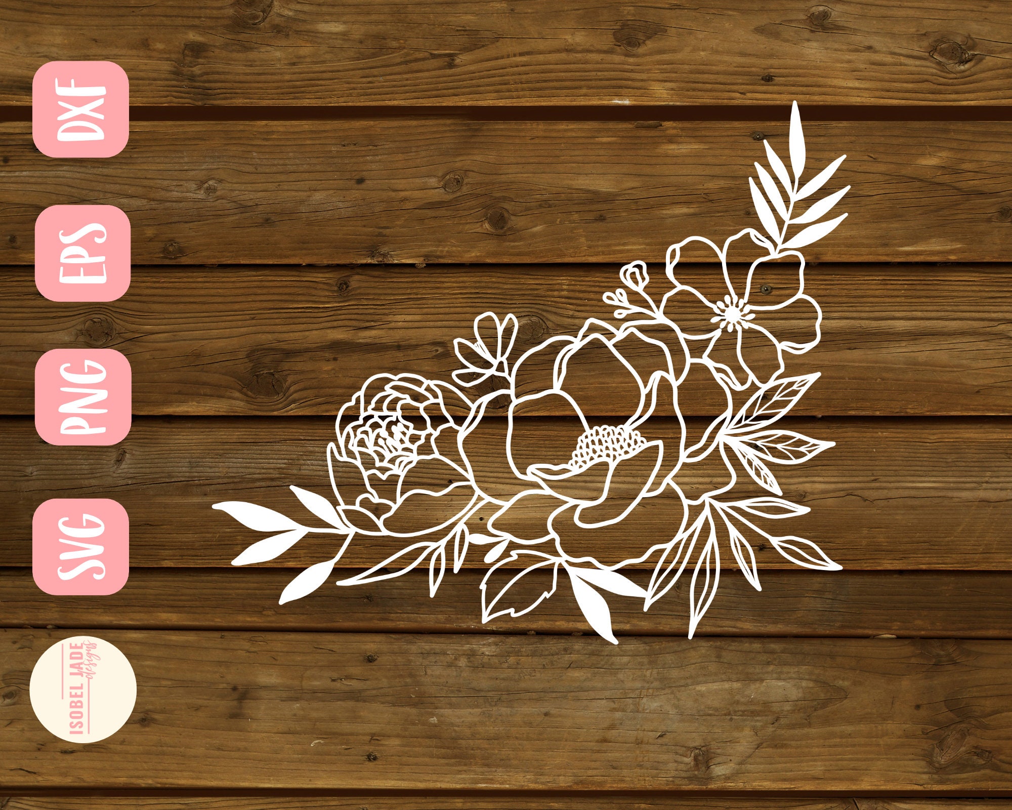 Flower Svg, Flower Spray Svg, Floral Svg, Shirt, Line Drawing Svg ...