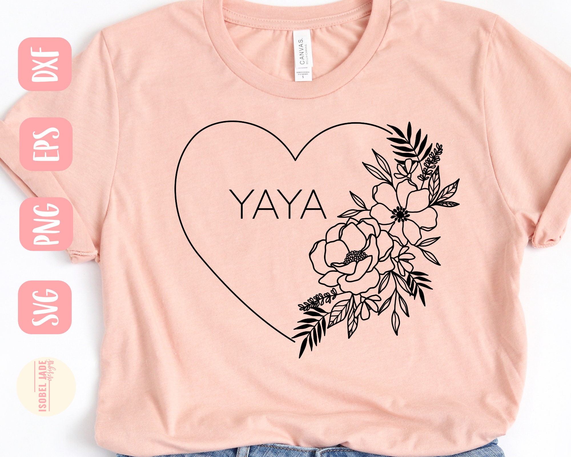 Yaya heart svg Yaya svg Flowers svg Best Yaya svg Most | Etsy