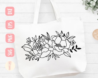 Flower Bundle Svg, Flower Spray Svg, Floral Svg, Sign Svg, Line Drawing ...