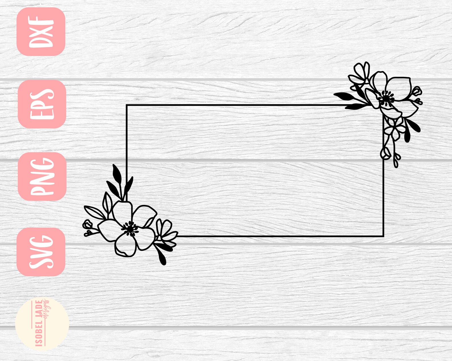 Rectangle Simple Flower Spray SVG Design Floral Border SVG - Etsy UK