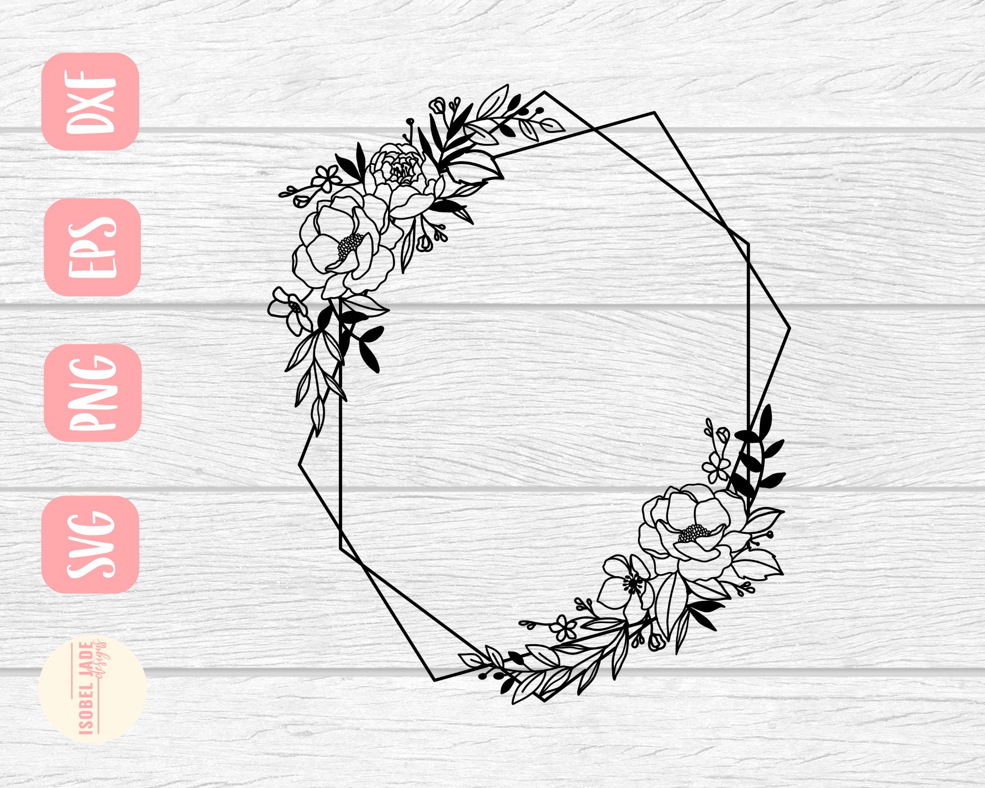 Geometric Floral Wreath Svg Flower Wreath Svg Modern Floral - Etsy
