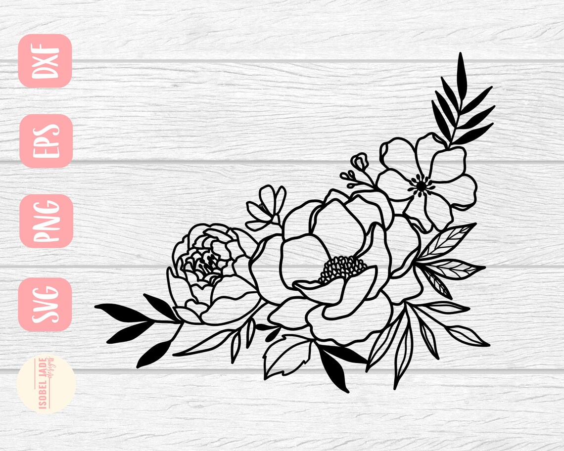 Flower Svg, Flower Spray Svg, Floral Svg, Shirt, Line Drawing Svg ...