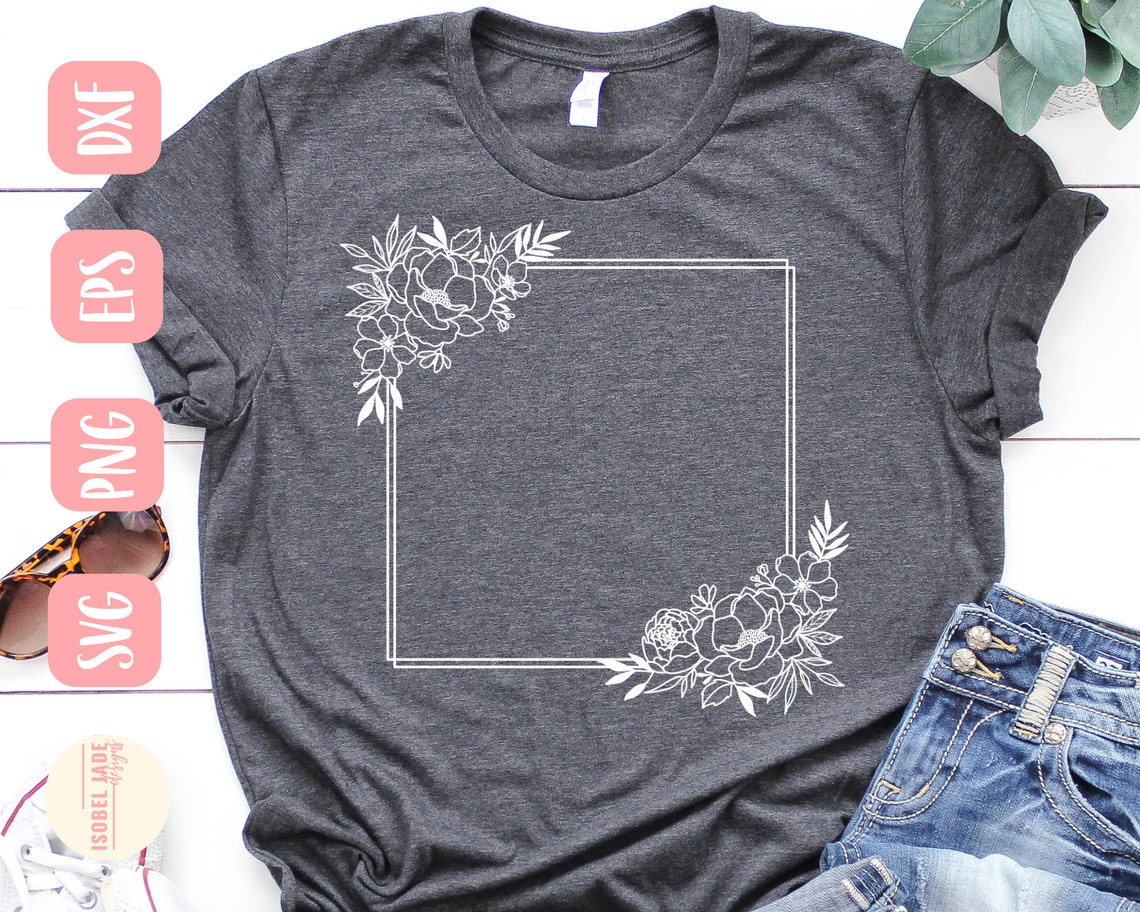Square Flower Spray Svg Flowers Svg Floral Svg Border Svg - Etsy
