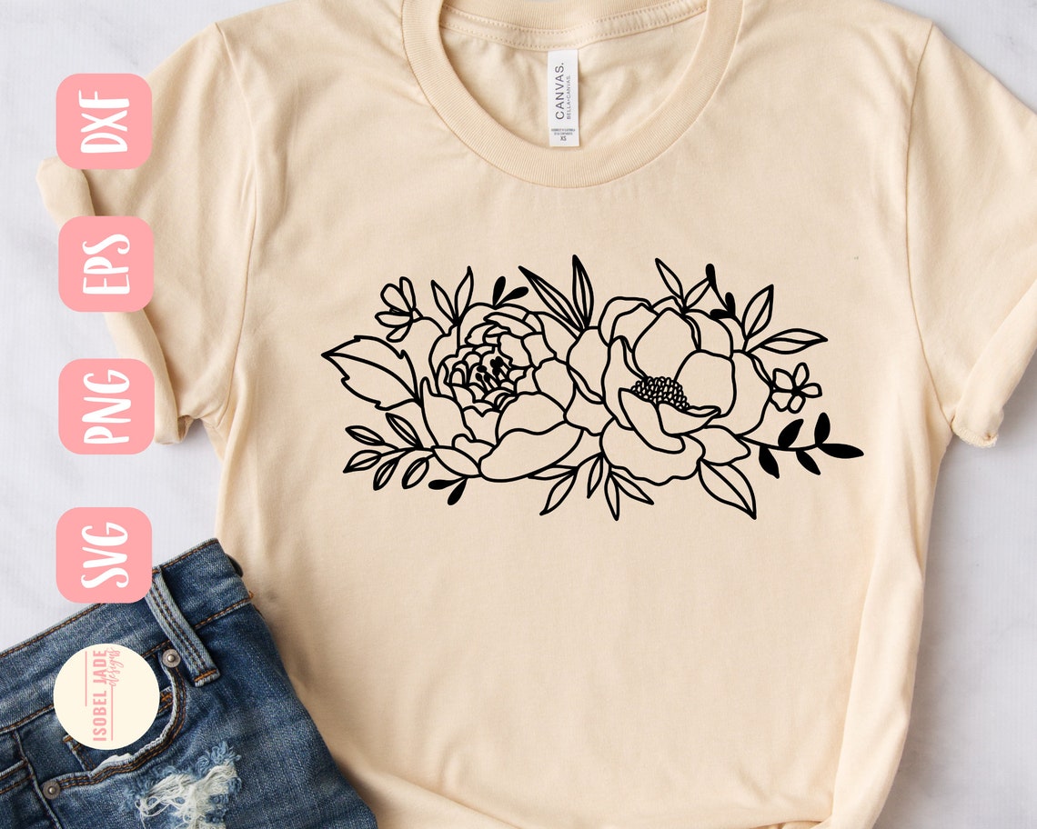 Flower Svg Flower Spray Svg Floral Svg Shirt Line Drawing - Etsy