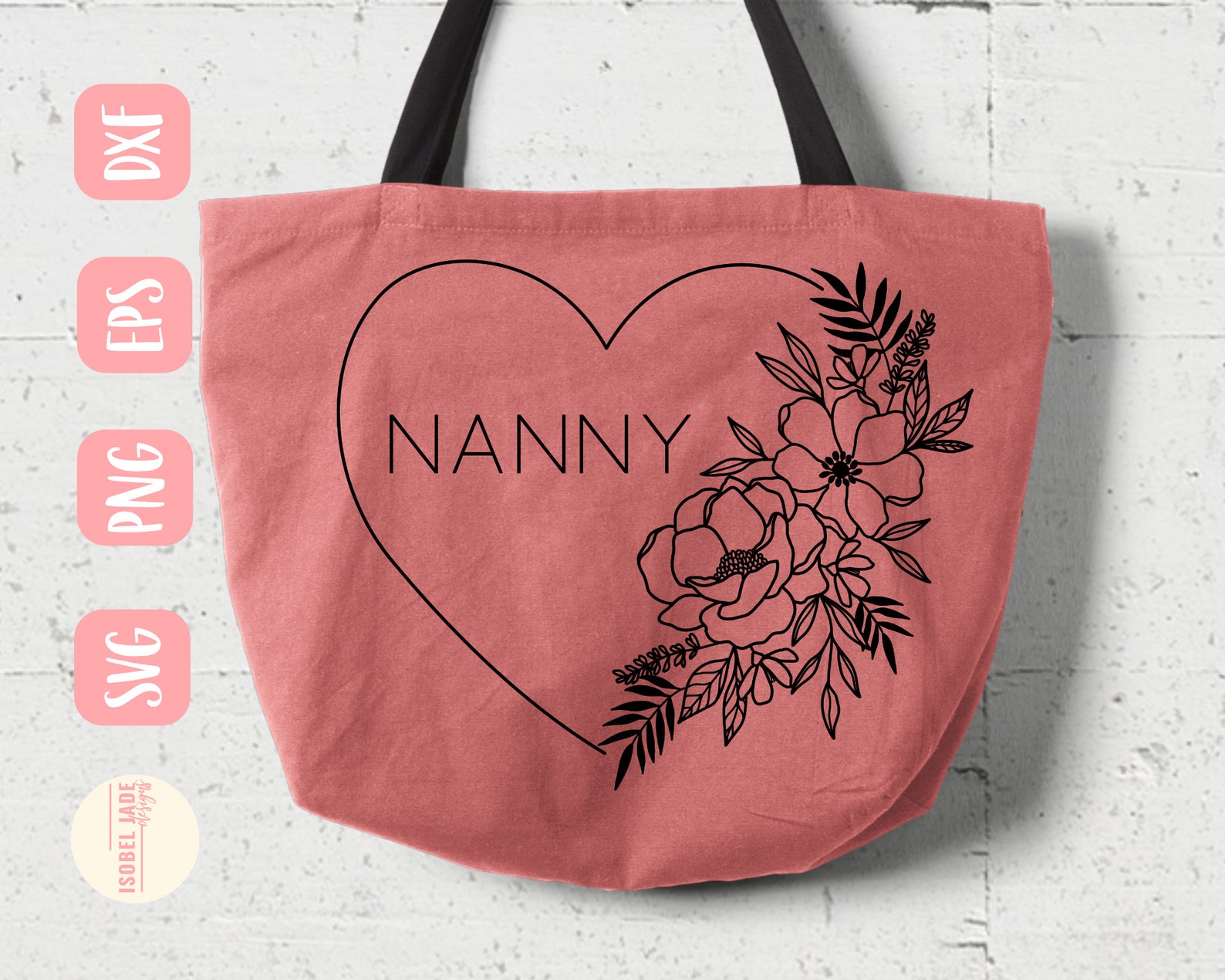 Nanny Heart Svg, Nanny Svg, Flowers Svg, Best Nanny Svg, Most Loved ...