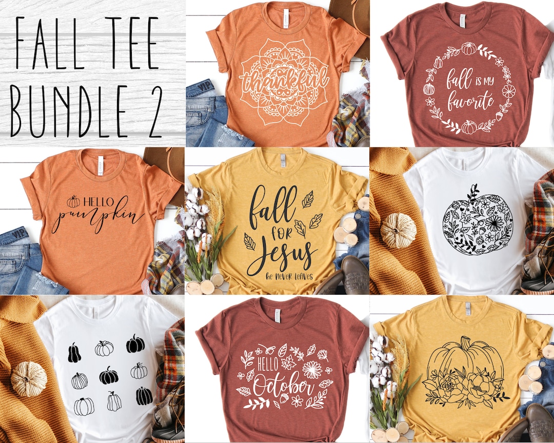 Fall T-shirt SVG Bundle: Autumn Designs for Cricut (digital Download ...