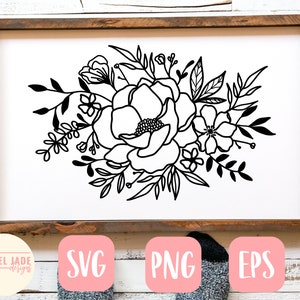 Flower Svg, Flower Spray Svg, Floral Svg, Shirt, Line Drawing Svg ...