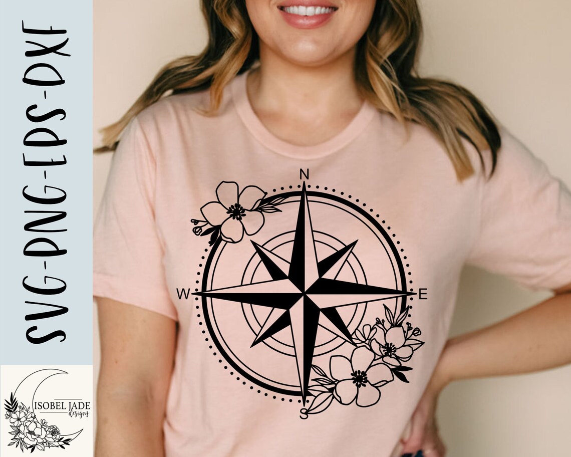 Floral Compass Svg Flowers Svg Compass Svg Travel Svg - Etsy