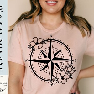 Floral Compass Svg, Flowers Svg, Compass Svg, Travel Svg, Flower Svg ...