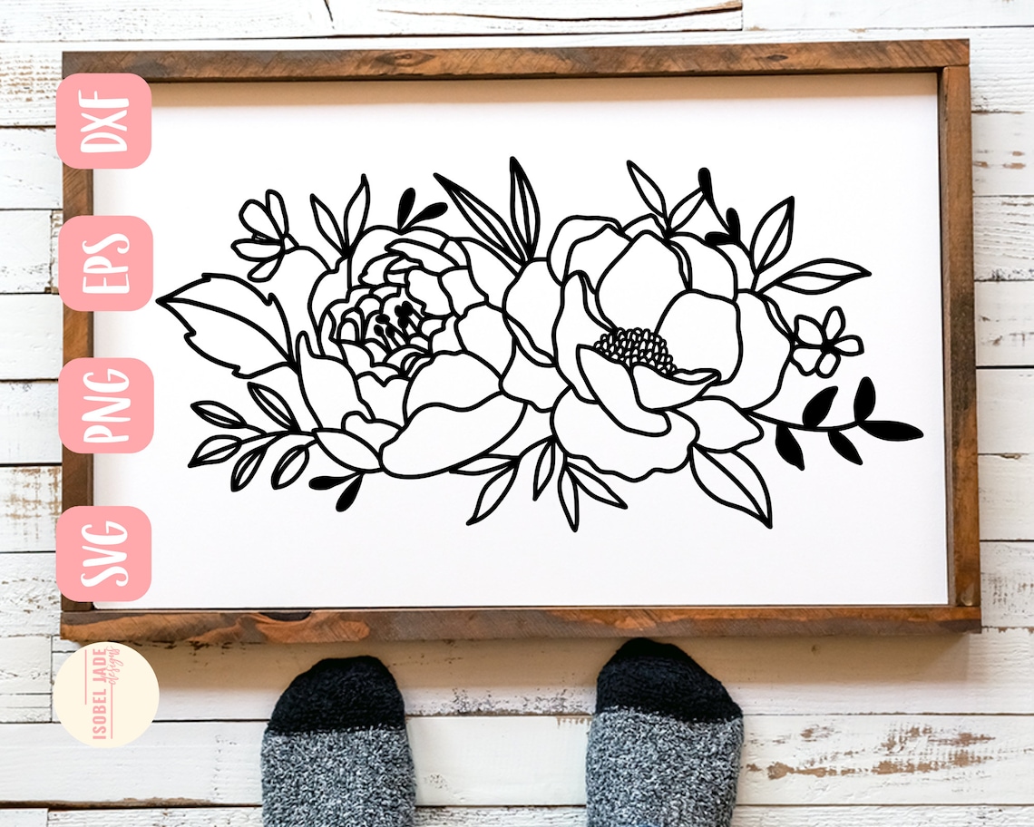 Flower Svg, Flower Spray Svg, Floral Svg, Shirt, Line Drawing Svg ...