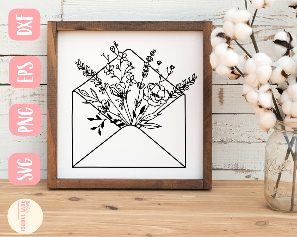 Floral Envelope Svg Wild Flowers Svg Flower Svg Floral Svg - Etsy