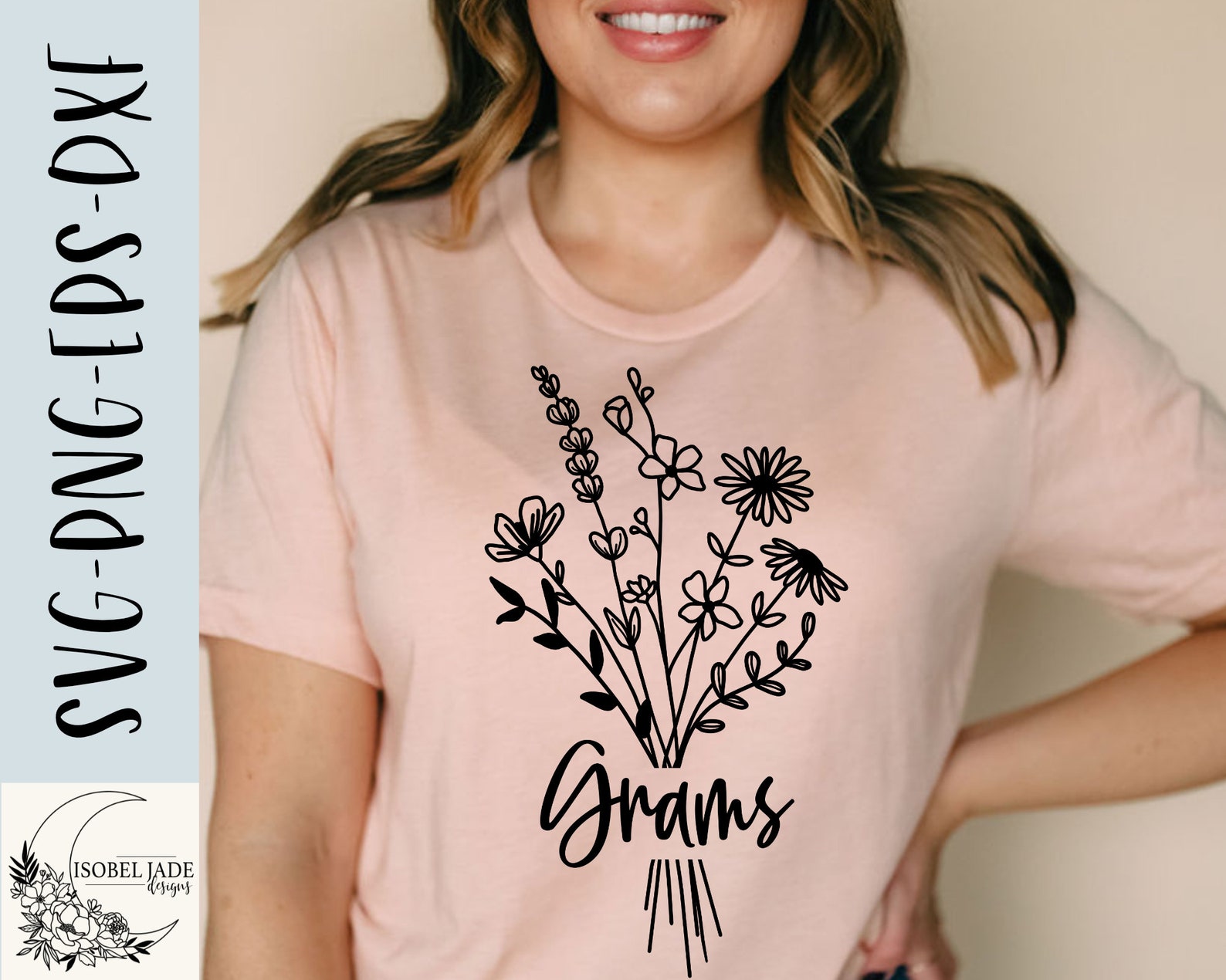 Grams SVG Design Wildflower Bouquet SVG File for Cricut - Etsy