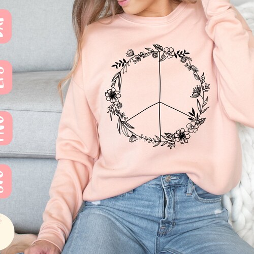 Floral Peace Sign SVG Hippie Boho Wildflower Cut File for - Etsy