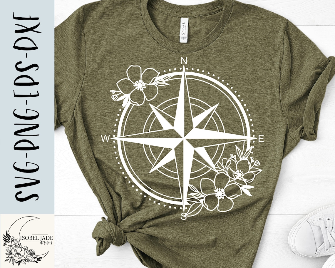 Floral Compass Svg Flowers Svg Compass Svg Travel Svg | Etsy