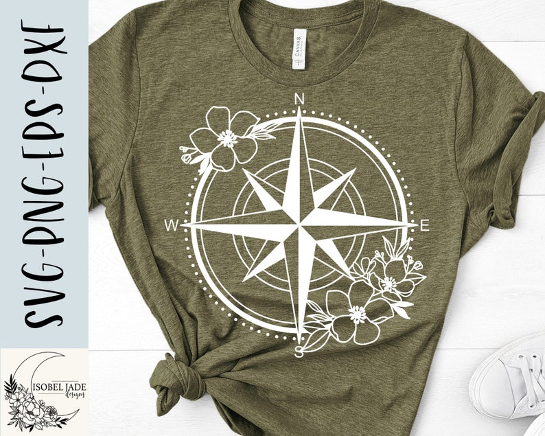 Floral Compass Svg Flowers Svg Compass Svg Travel Svg | Etsy