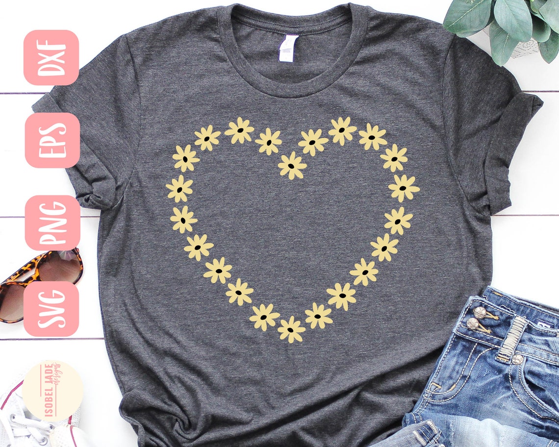 Daisy Heart Svg Flower Wreath Svg Floral Svg Heart Svg - Etsy Australia