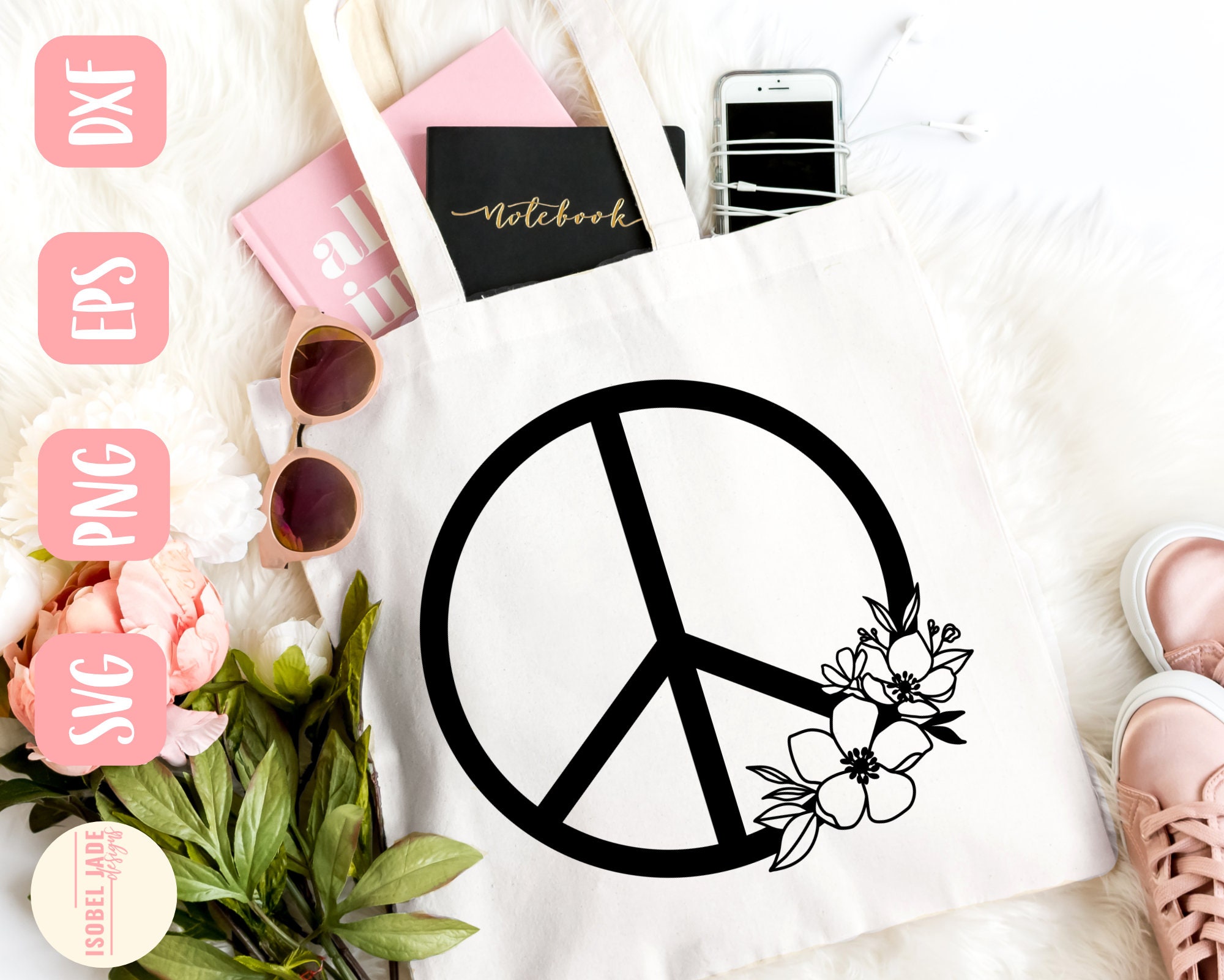Peace sign SVG design Boho SVG file for Cricut Floral peace | Etsy